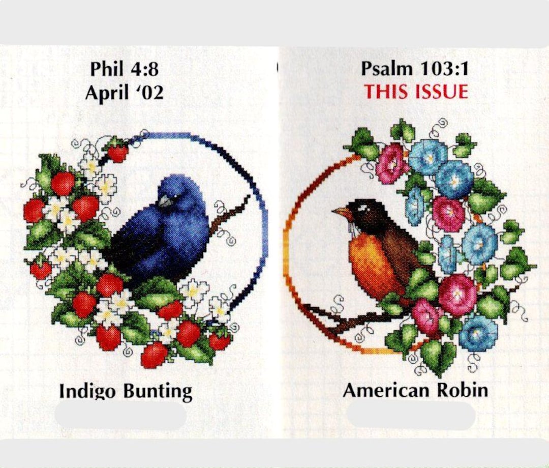 Robin & Indigo Bunting Bird Cross Stitch Pattern Picture/ Birds With ...