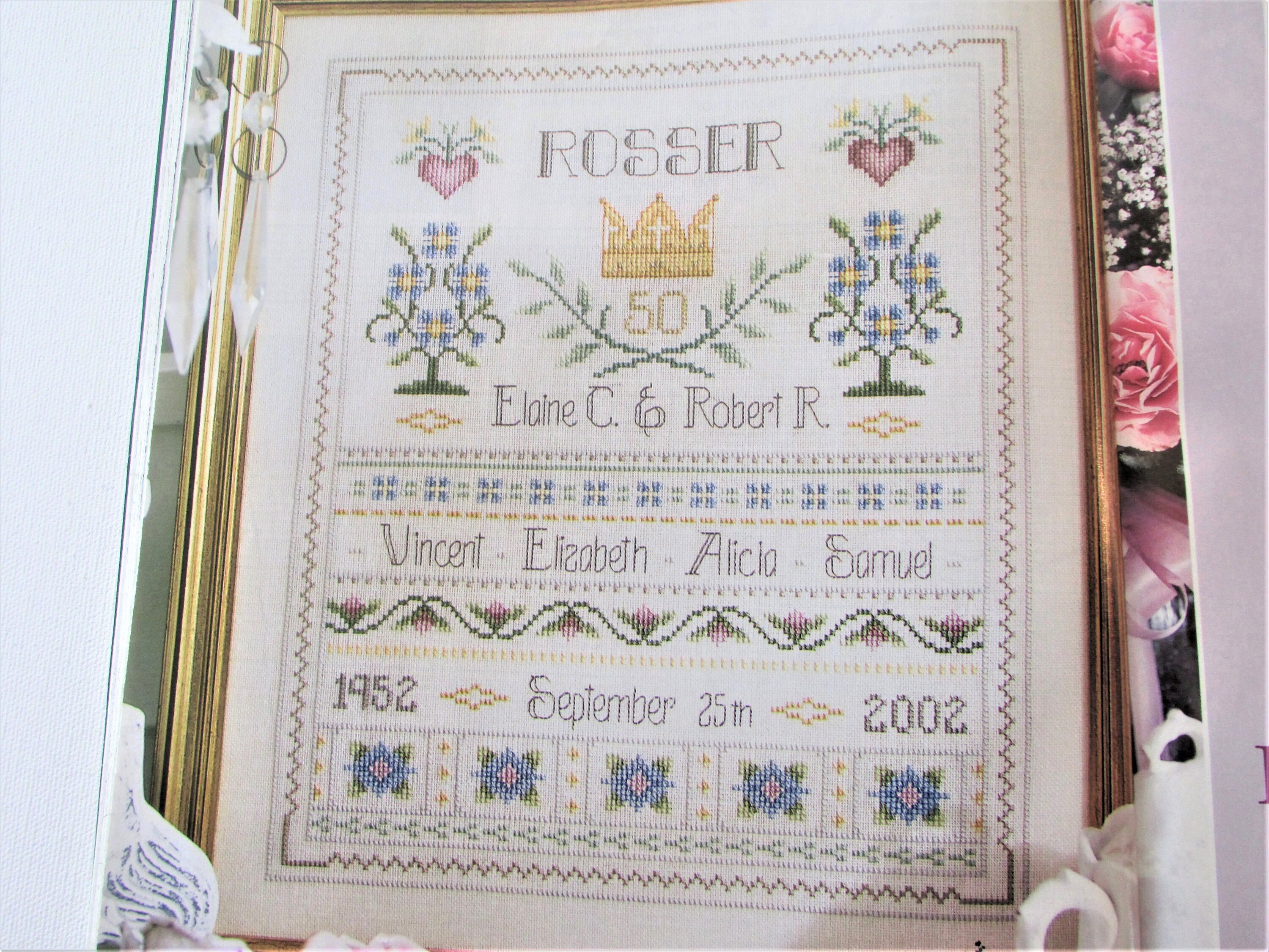 Regal Wedding Family Cross Stitch Sampler Pattern/ Antique Style Ring ...