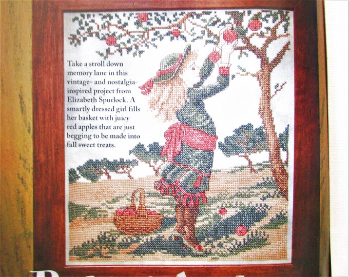 Girl Picking Apples Cross Stitch Pattern/ Early American, Apple Tree ...