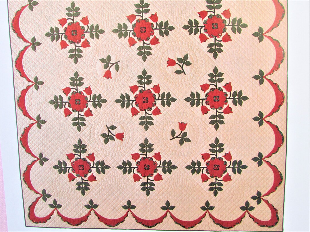 Antique Ohio Rose Quilt Pattern/ Applique Block Pattern Quilt for ...