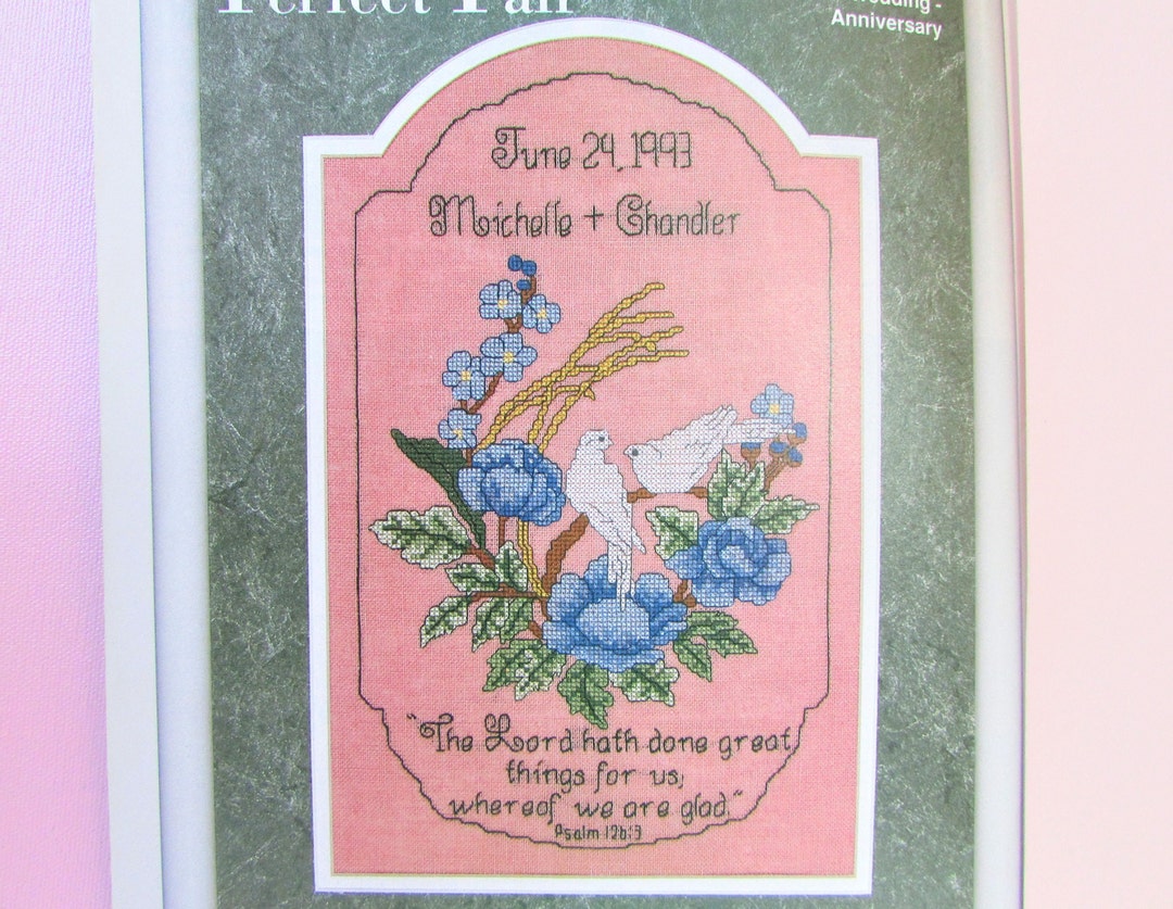Christian Wedding Cross Stitch Sampler Pattern With Doves/ Psalms Bible ...
