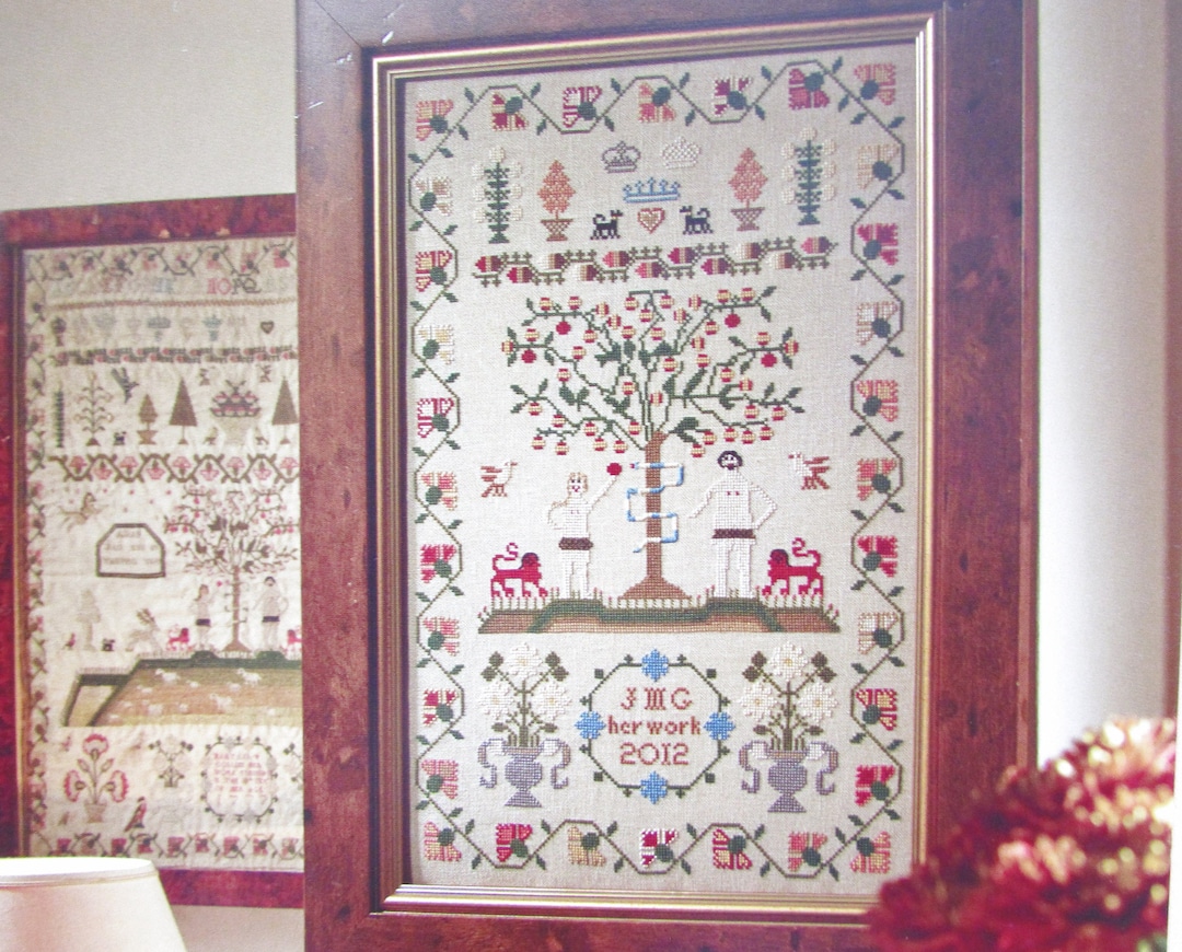 Antique Garden of Eden Cross Stitch Sampler Pattern/ 1700's ...