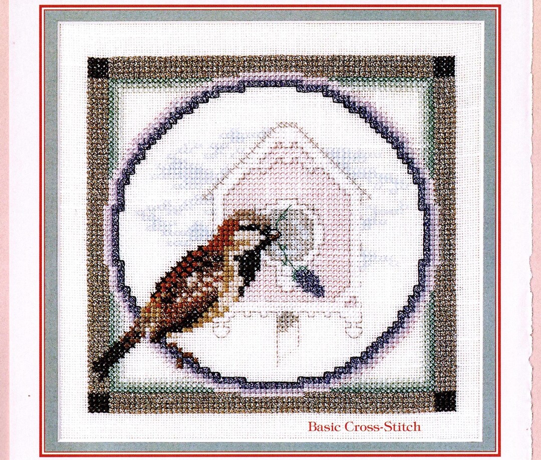 Sparrow & Bird House Cross Stitch Pattern. Birdhouse With Special ...