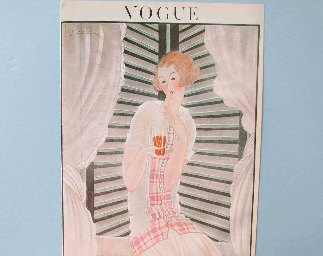 Vogue Magazine Cover Art Print/ Flapper Woman by George Lepape, Fashion ...