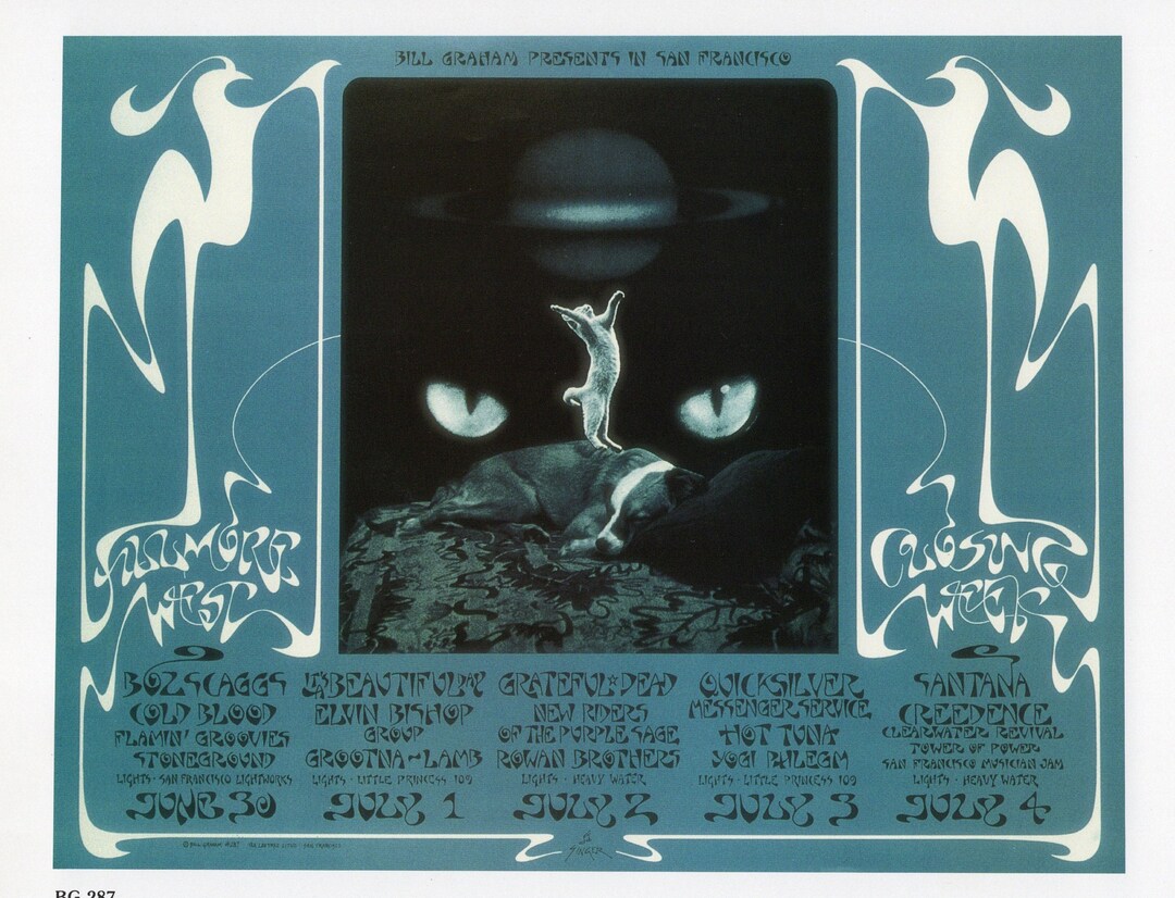 Grateful Dead, Santana Concert Poster/ Rock Music Poster, Boz Scaggs ...