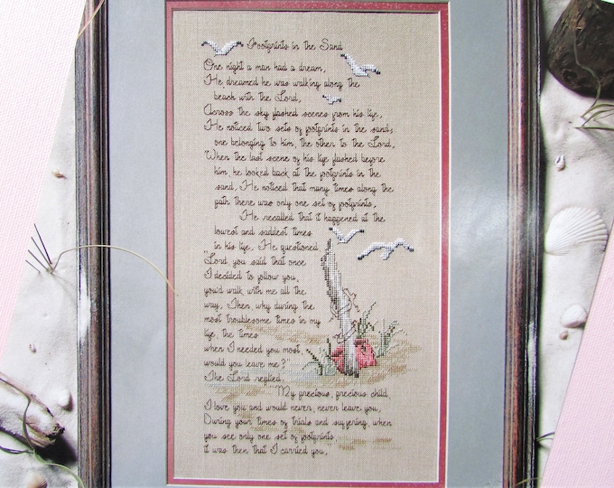 Footprints in the Sand Cross Stitch Sampler Pattern/ Christian, Walking ...