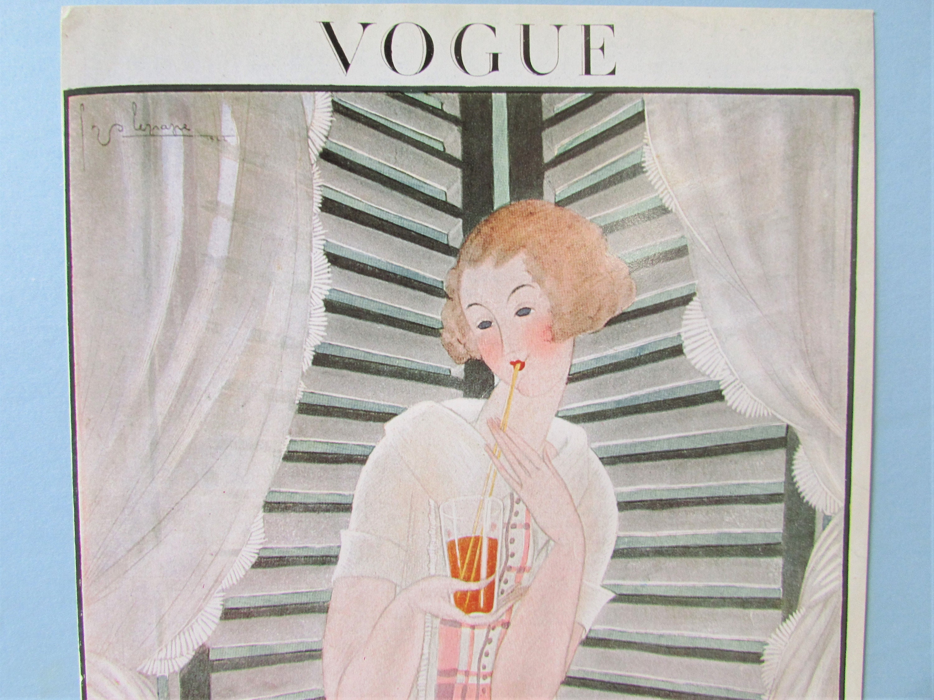 Vogue Magazine Cover Art Print/ Flapper Woman by George Lepape, Fashion ...