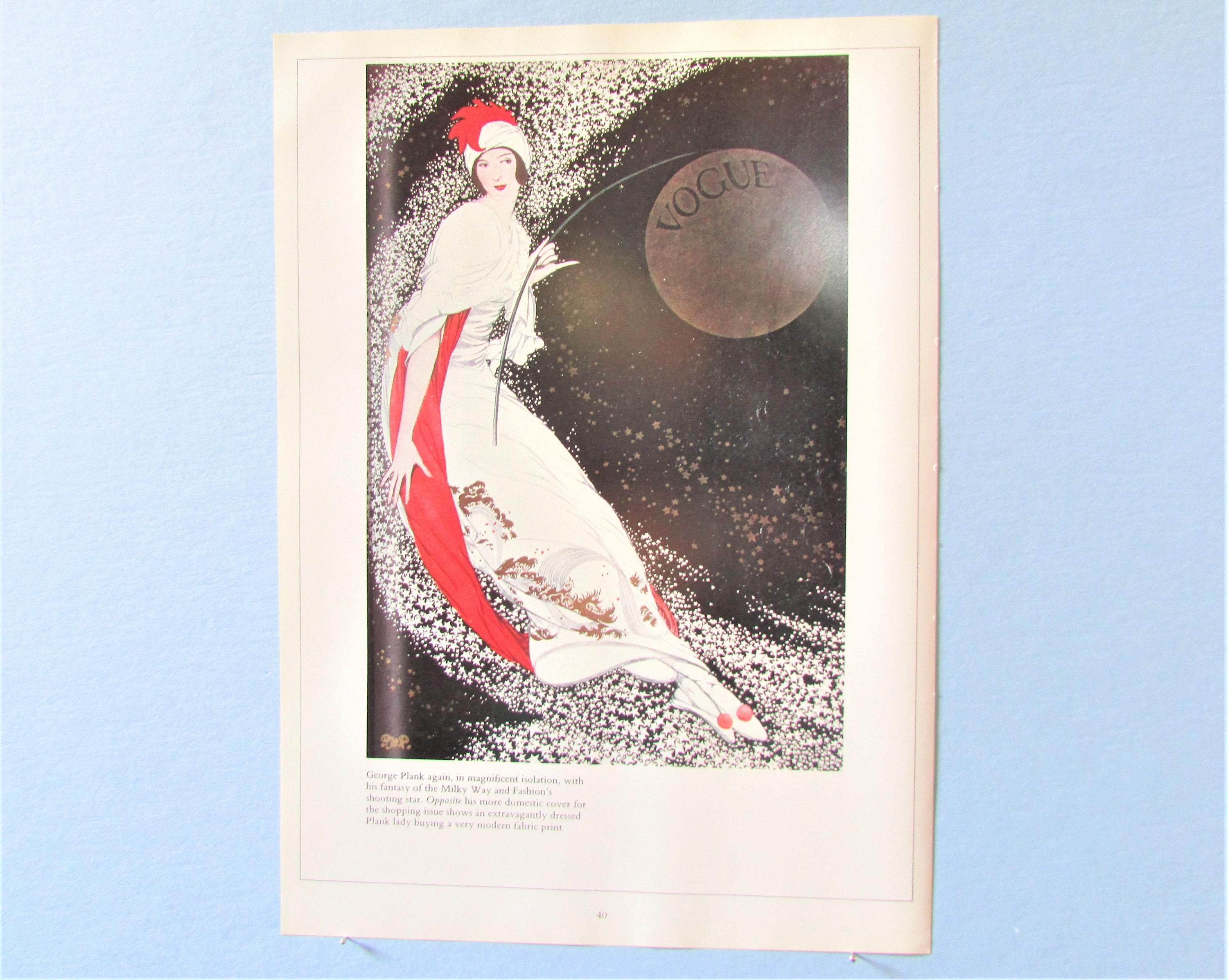 Vogue Magazine Cover Art Print/ Flapper Woman With Moon & Milky Way by ...