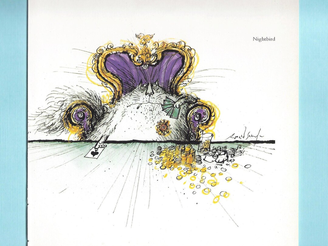Cartoon Cat Playing Poker Art Print by Ronald Searle/ Lady Catterly ...