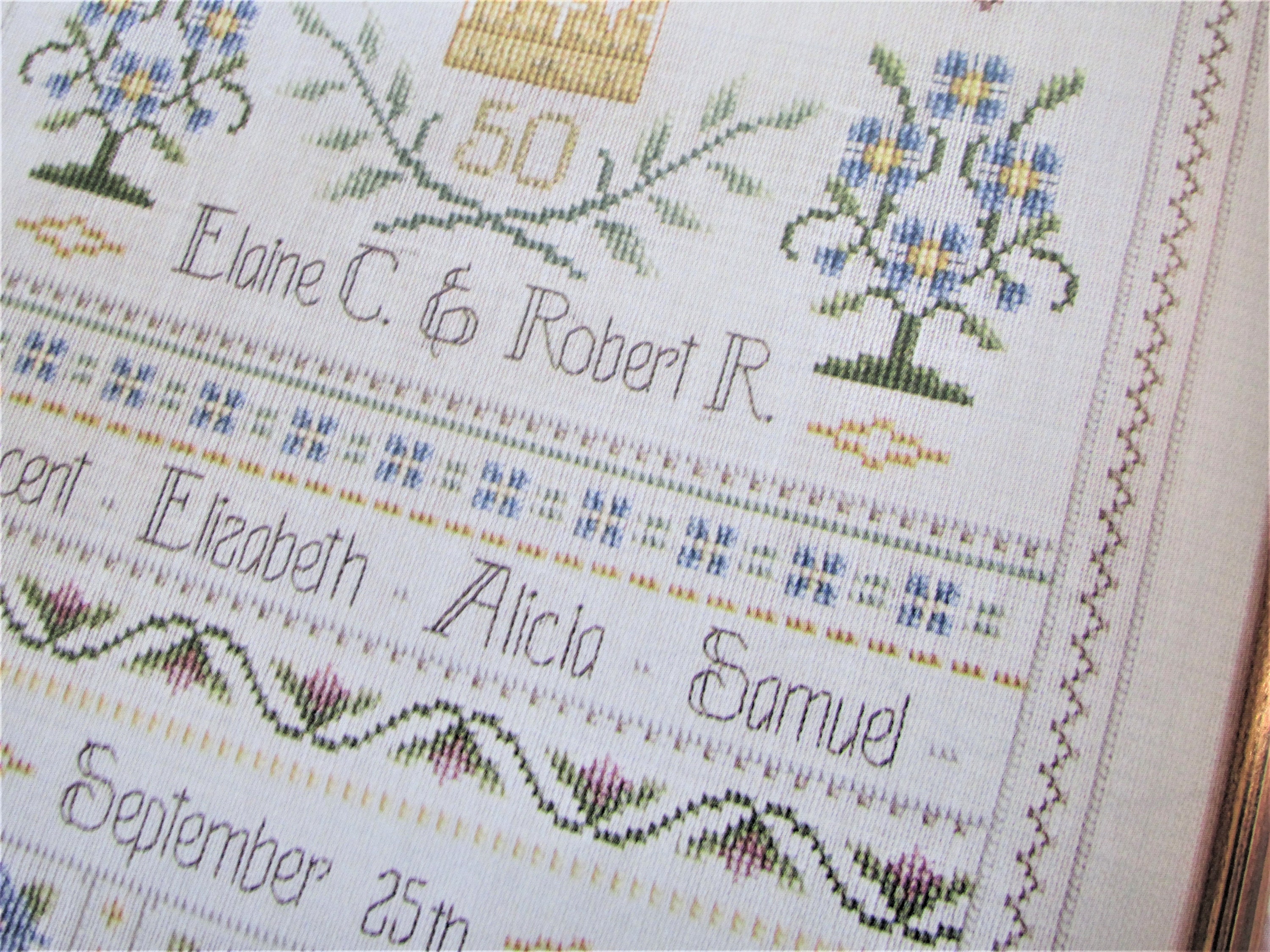 Regal Wedding Family Cross Stitch Sampler Pattern/ Antique Style Ring ...