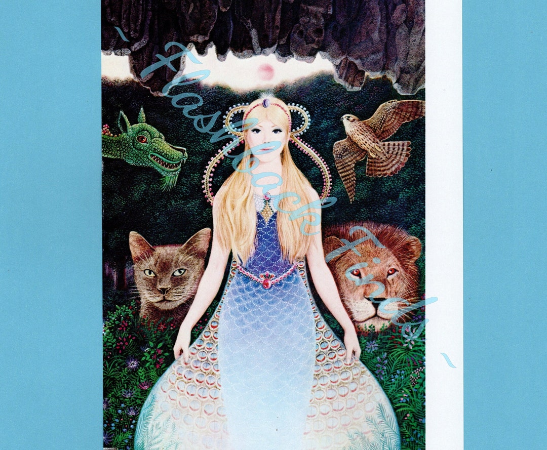 Forgotten Beasts of Eid Art Print/ Surrealist Girl With Cat & Lion ...