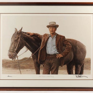 Western Cowboy, Wagons & Rifle Art Print/ Bob Edgar and Old Wagons ...