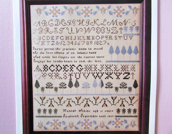 Antique Trees & Flowers Cross Stitch Sampler Pattern/ | Etsy