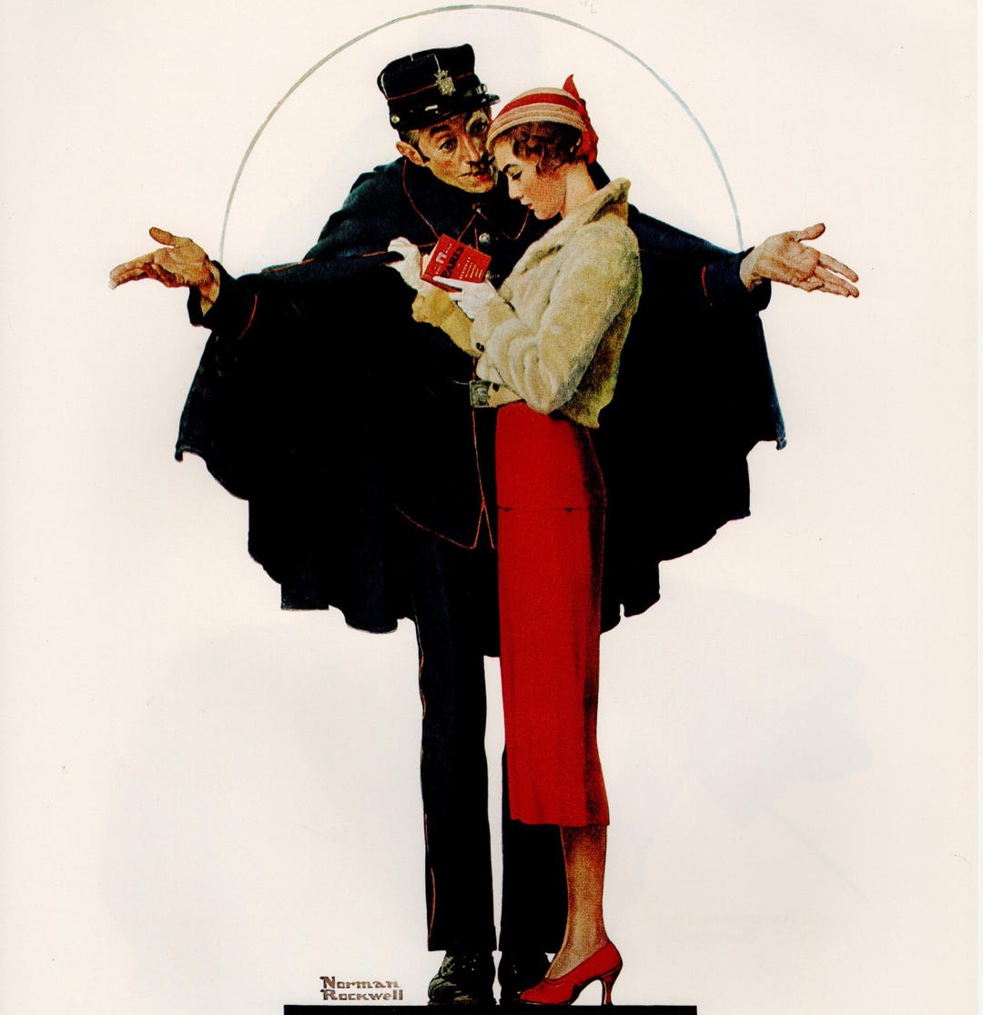 Woman With French Police Norman Rockwell Print/ Large Paris Graphic Art ...