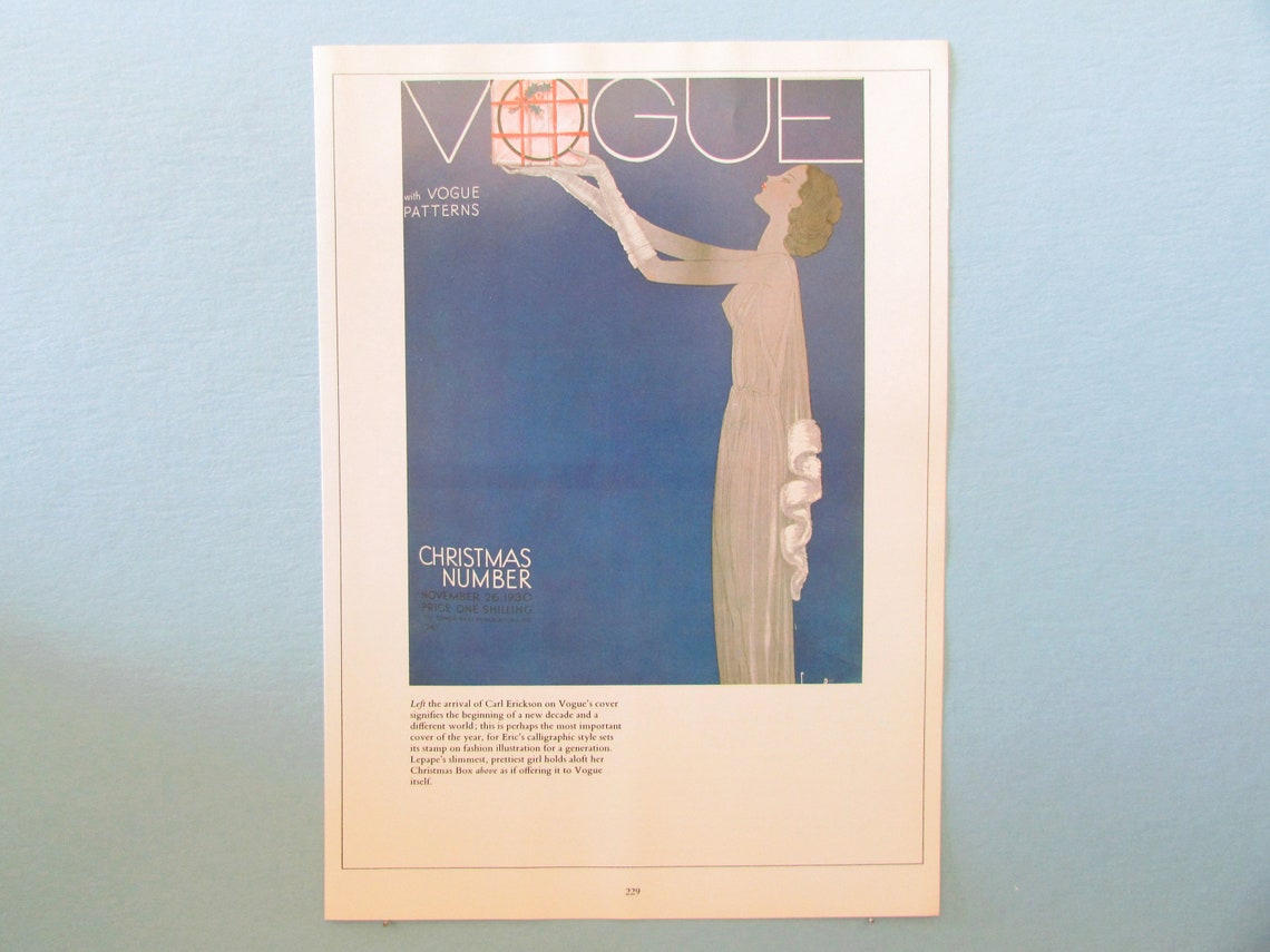 Vogue Magazine Cover Art Print/ Flapper Woman With Christmas Gift by ...