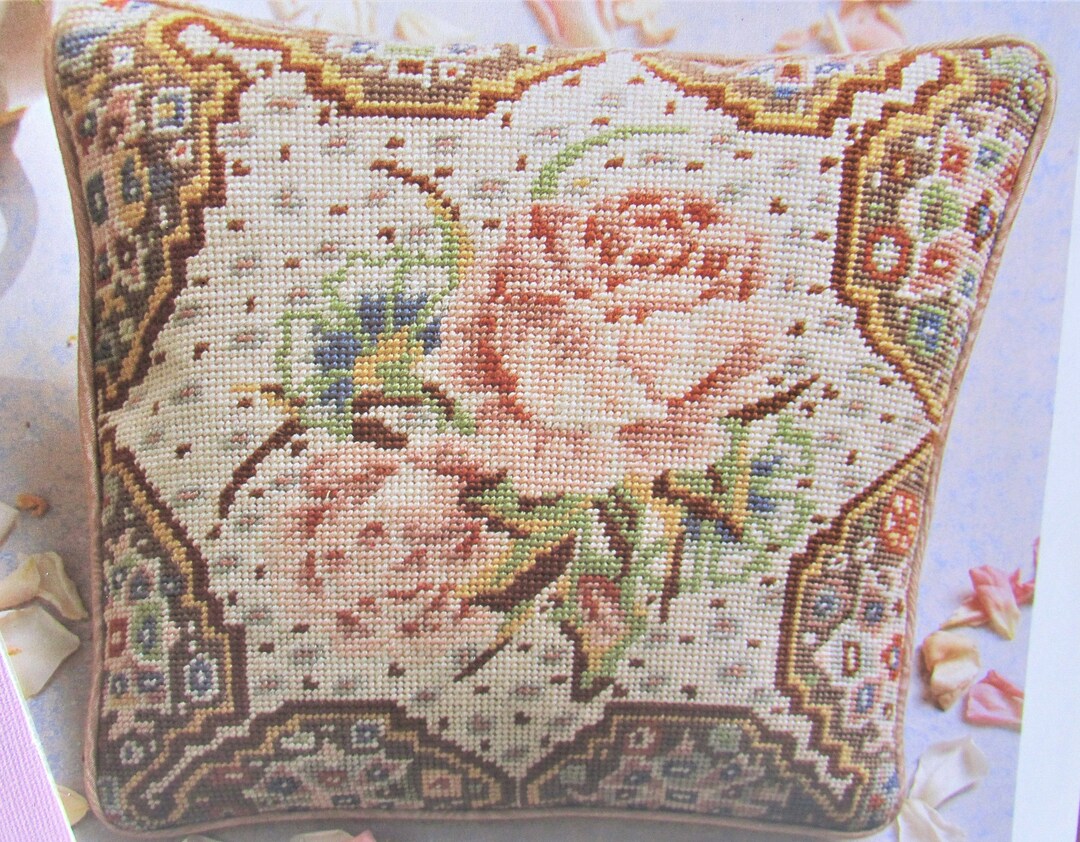 Persian Rose Needlepoint Tapestry Pillow Pattern/ Asian Needlework ...
