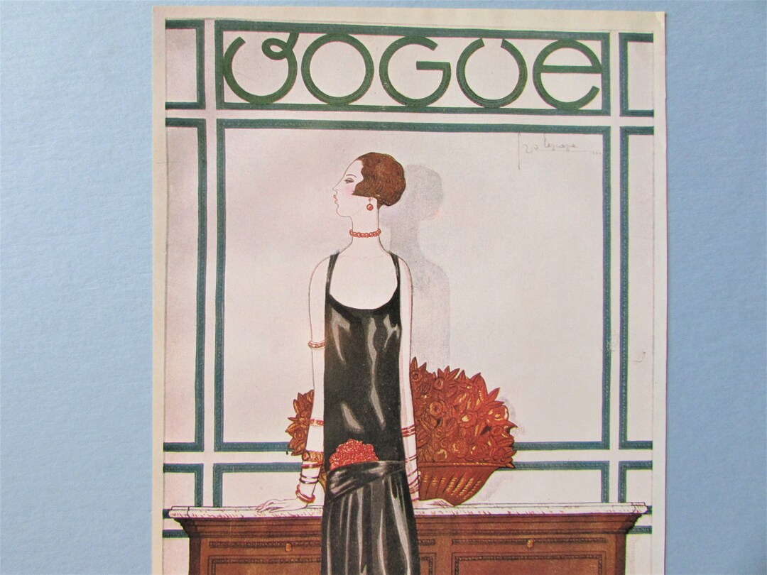 Vogue Magazine Cover Art Print/ Flapper Woman by George Lepape, Fashion ...
