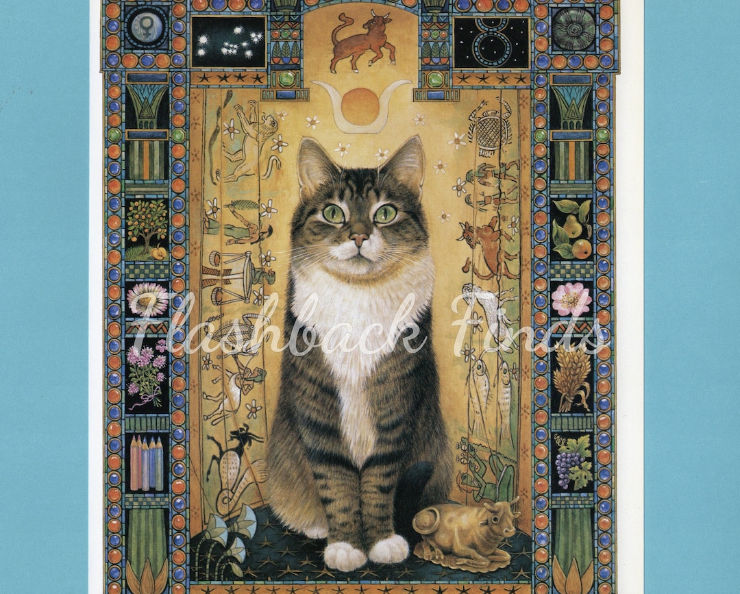 Taurus Cat Zodiac Art Print/ Tabby Cat Gemma, Astrology for a Cat Lover ...
