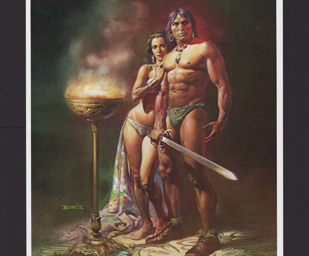Barbarian Fantasy Art Print by Boris Vallejo/ My Lord Barbarian, Middle Ages Muscle Man, Woman ...