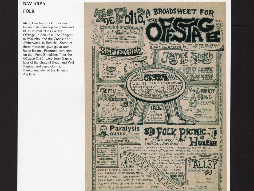 Folio Broadsheet Offstage Music Theatre Poster/ San Jose Music Ad ...