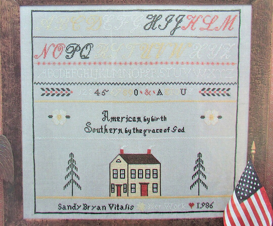 Southern American Cross Stitch Sampler Pattern/ 1800's Antique Style ...