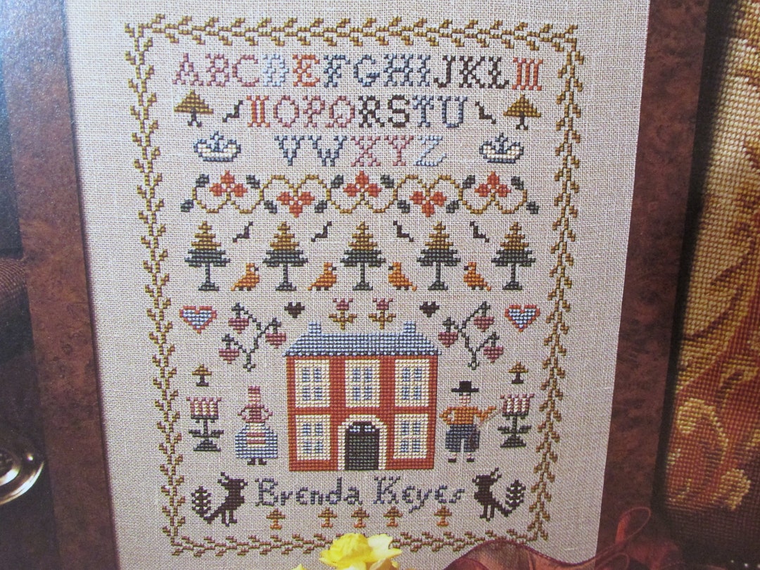 Antique Folk Art Cross Stitch Sampler Pattern/ Colonial Counted Cross ...