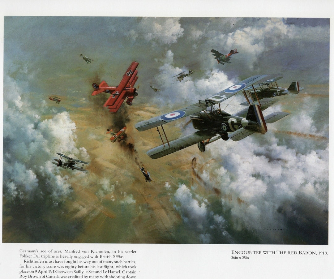 Aviation Red Baron & SE5 Biplane Art Print/ RFC Military Fighter ...