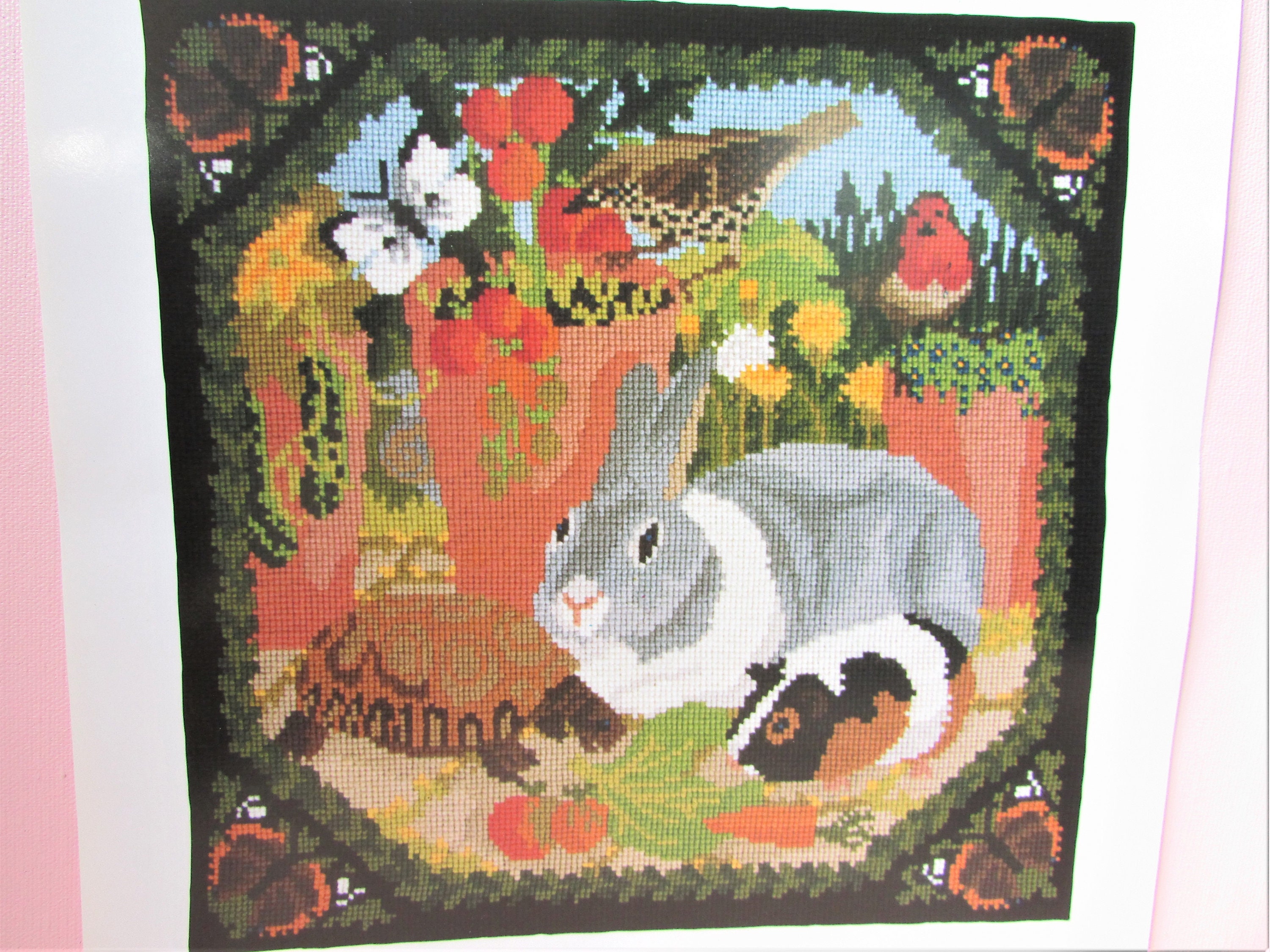 Bunny Rabbit Cross Stitch Sampler Pattern/ Birds & animals in | Etsy