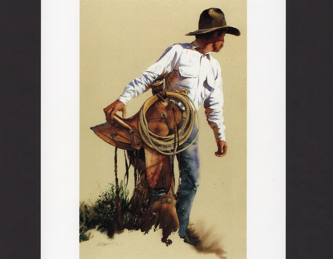 Western Cowboy & Saddle Art Print/ Waddie's Slick Fork, Watercolor Book ...