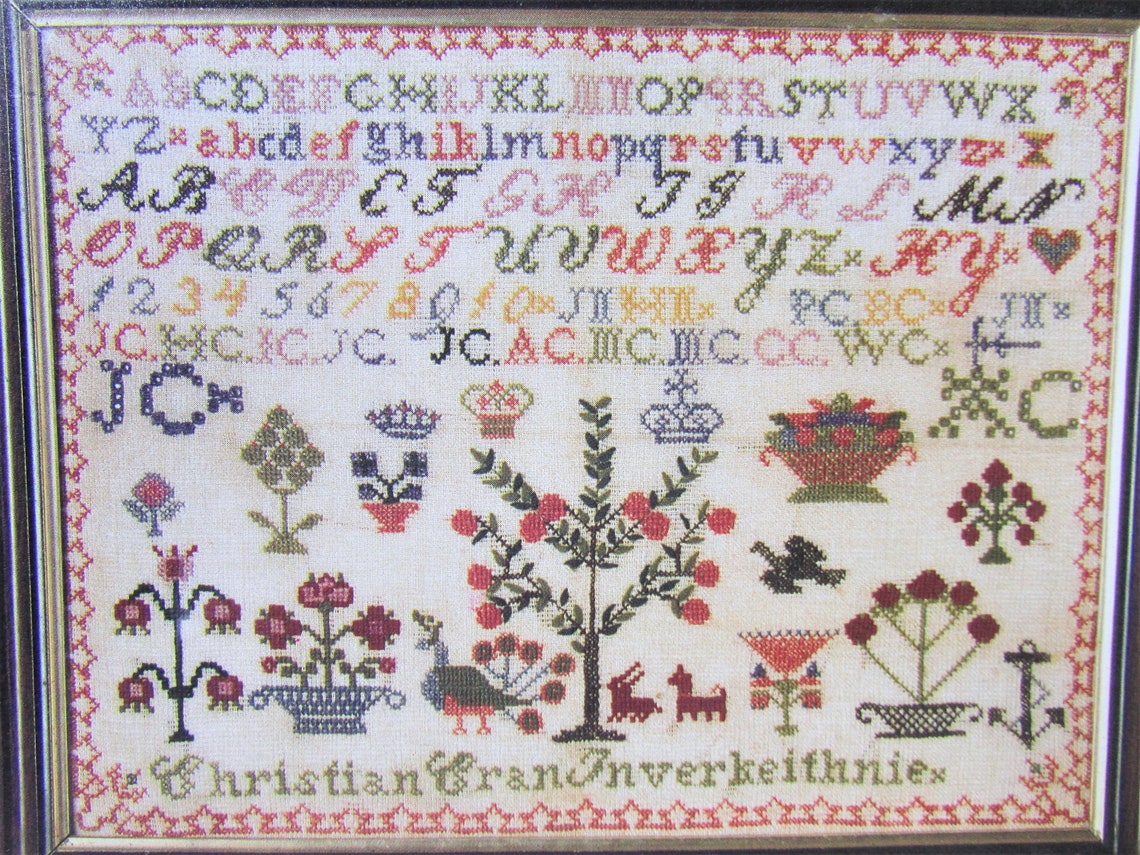 Antique Traditional Cross Stitch Sampler Pattern/ Old - Etsy