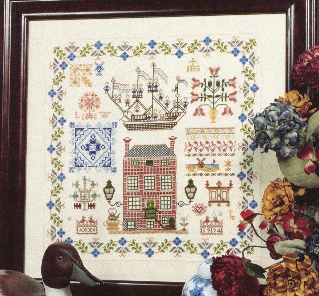 Dutch Cross Stitch Sampler Pattern/ Antique Reproduction, Tulips ...