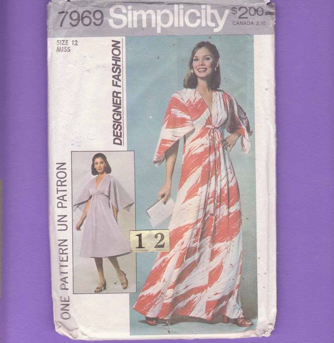 1970s Mod, Handkerchief Evening Dress Sewing Pattern/ Simplicity 7969 ...