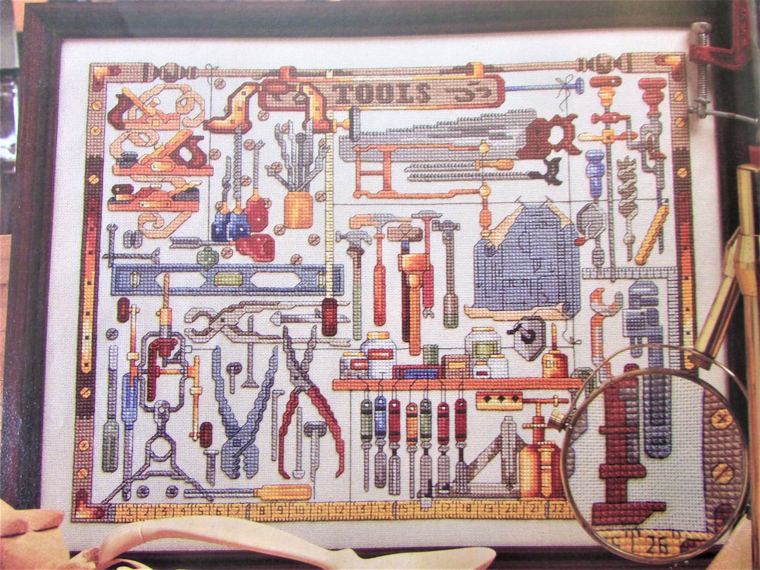 Workshop Tools Sampler Cross Stitch Pattern/ Woodworkers Counted Colour ...