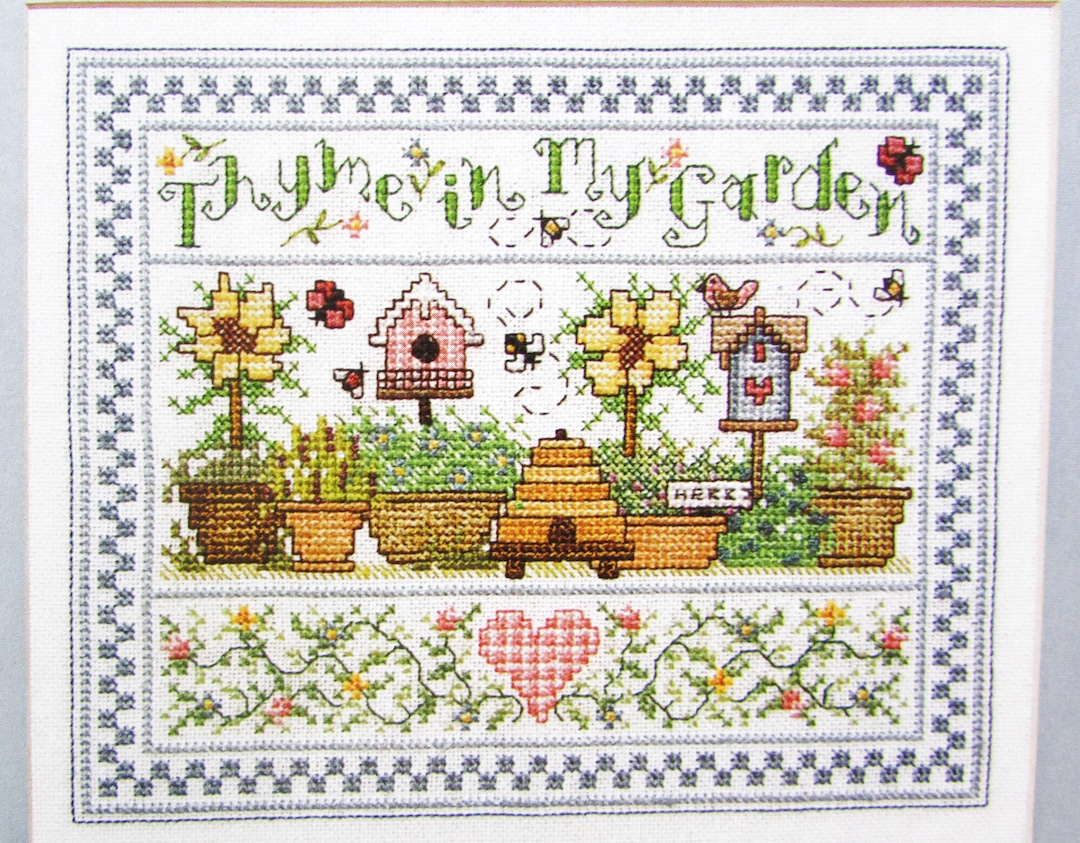 Birds, Bees, Beehive Cross Stitch Sampler Pattern/ Apiary, Birdhouse ...