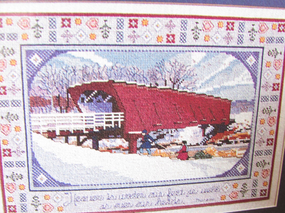 Covered Wooden Bridge Cross Stitch Pattern/ Cross Stitch, 1995. Hogback ...