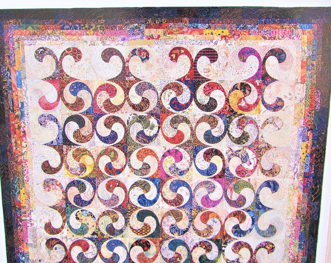Swirl in Motion Block Quilt Pattern/ Bright Pieced Block Pattern Quilt ...