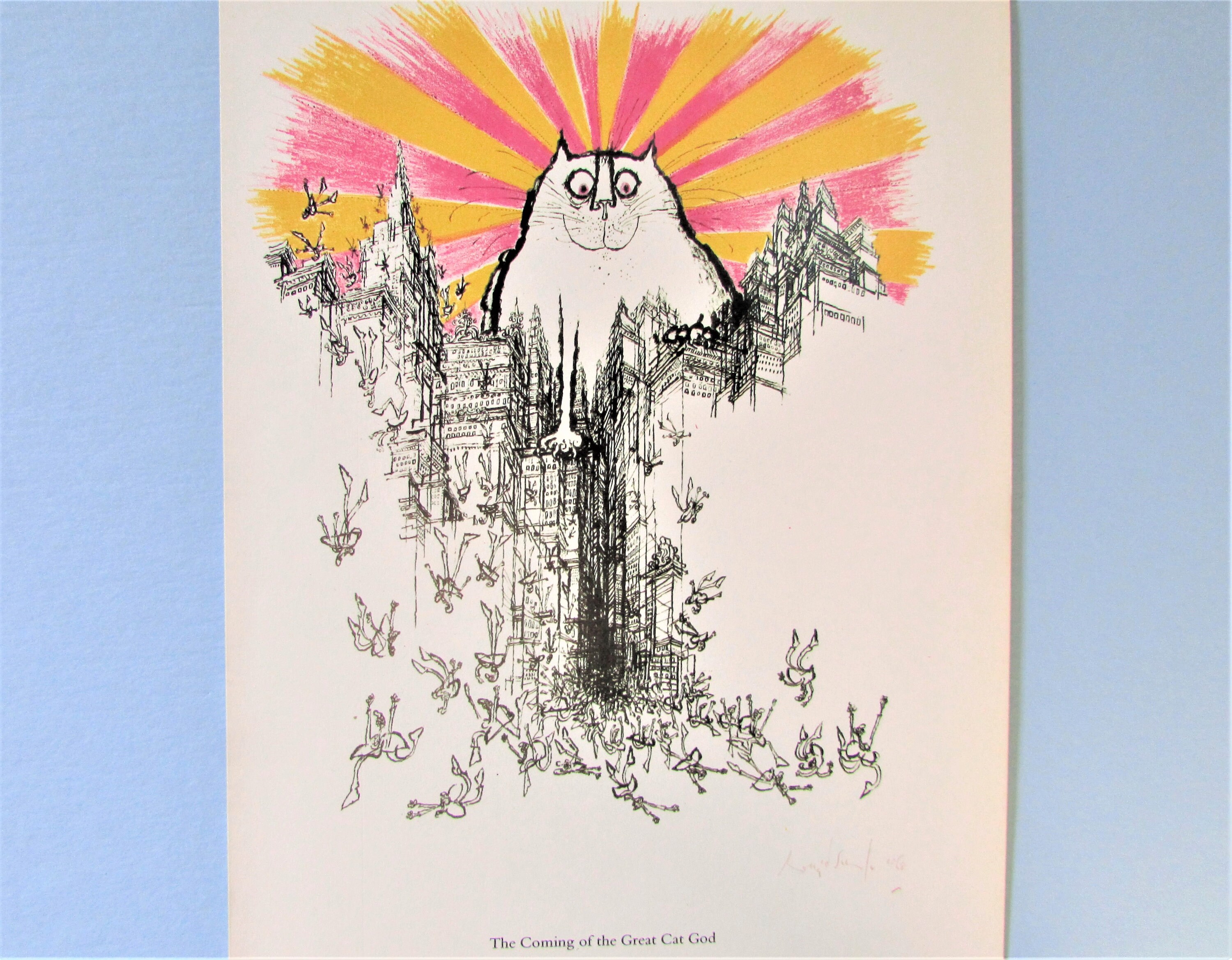 Cartoon Great Cat God Art Print by Ronald Searle/ Funny Giant | Etsy