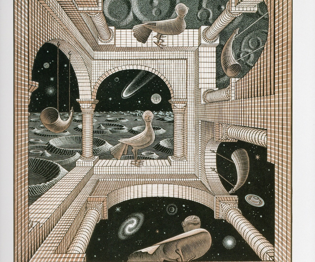 MC Escher Another World II Art Print/ Modern Relativity, Optical ...