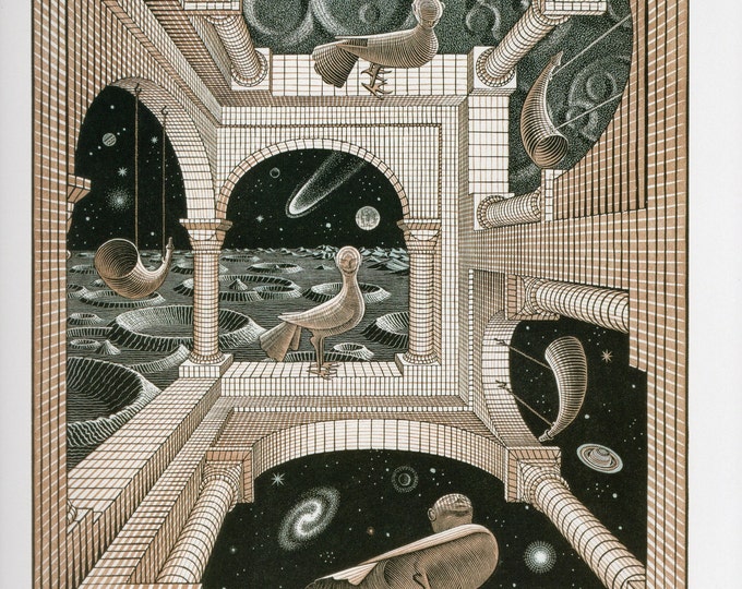 MC Escher Another World II Art Print/ Modern Relativity, Optical ...