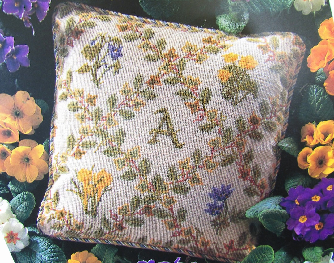 Wild Flower Monogram Alphabet Needlepoint Tapestry Pillow Pattern ...