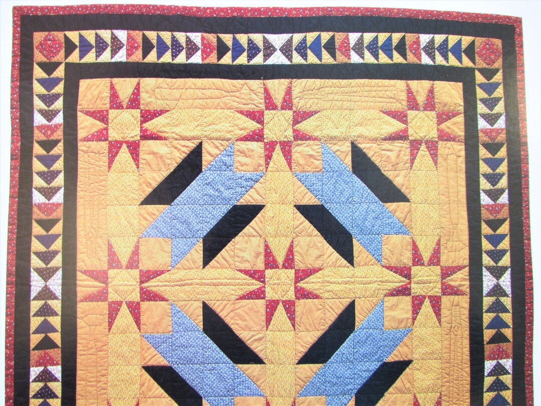 Anvil & Stars Boy's Quilt Pattern/ Pieced Flying Geese Strip and Block ...