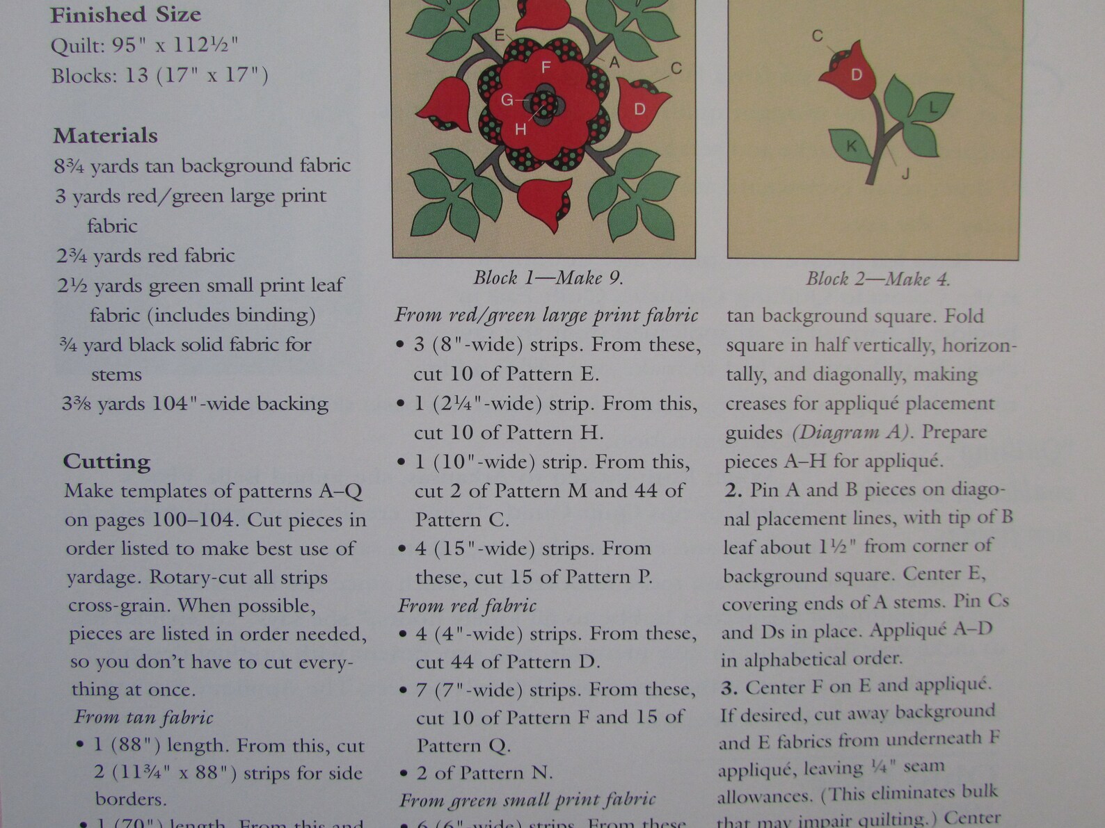 Antique Ohio Rose Quilt Pattern/ Applique Block Pattern Quilt | Etsy