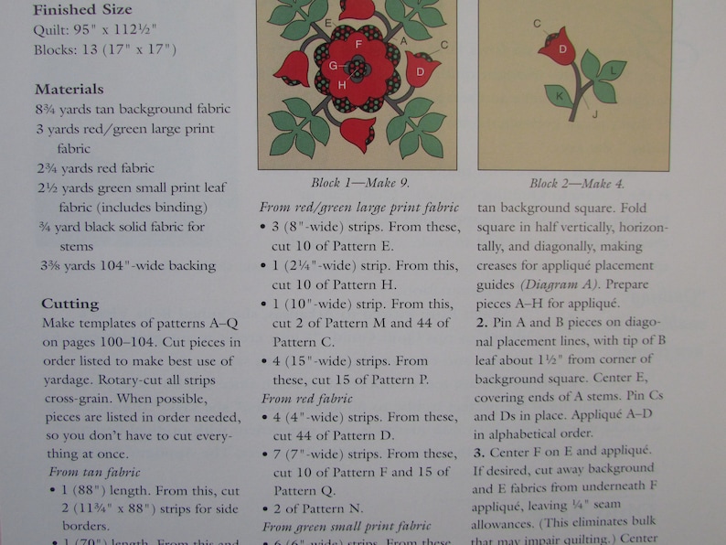 Antique Ohio Rose Quilt Pattern/ Applique Block Pattern Quilt | Etsy