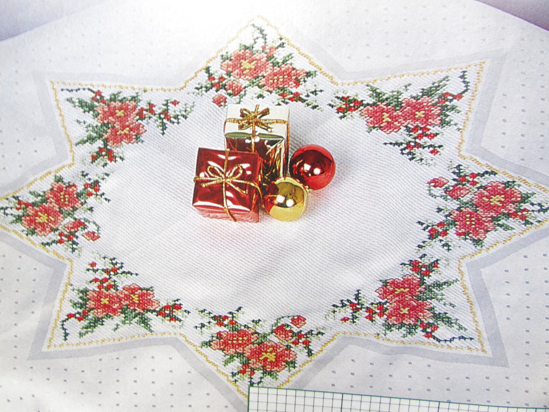 Christmas Rose Table Linen Cross Stitch Pattern/ Table Topper ...
