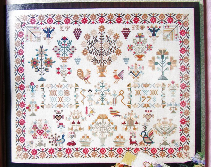 Antique Dutch Cross Stitch Sampler Pattern/ Adam & Eve, Birds, Animals ...