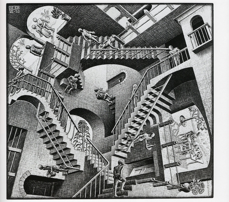 MC Escher House of Stairs Art Print/ Modern Relativity - Etsy