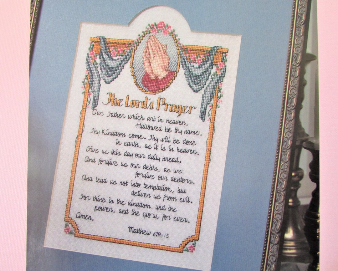 Lord's Prayer Cross Stitch Sampler Pattern/ Praying Hands Christian Bible Verse "our Father Who ...