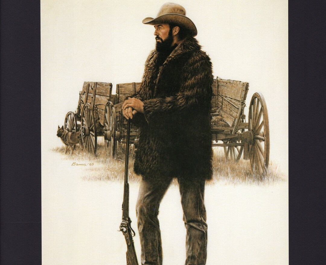 Western Cowboy, Wagons & Rifle Art Print/ Bob Edgar and Old Wagons ...