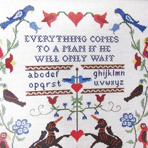 Pennsylvania Dutch Cross Stitch Sampler Pattern With Birds, Unicorn ...