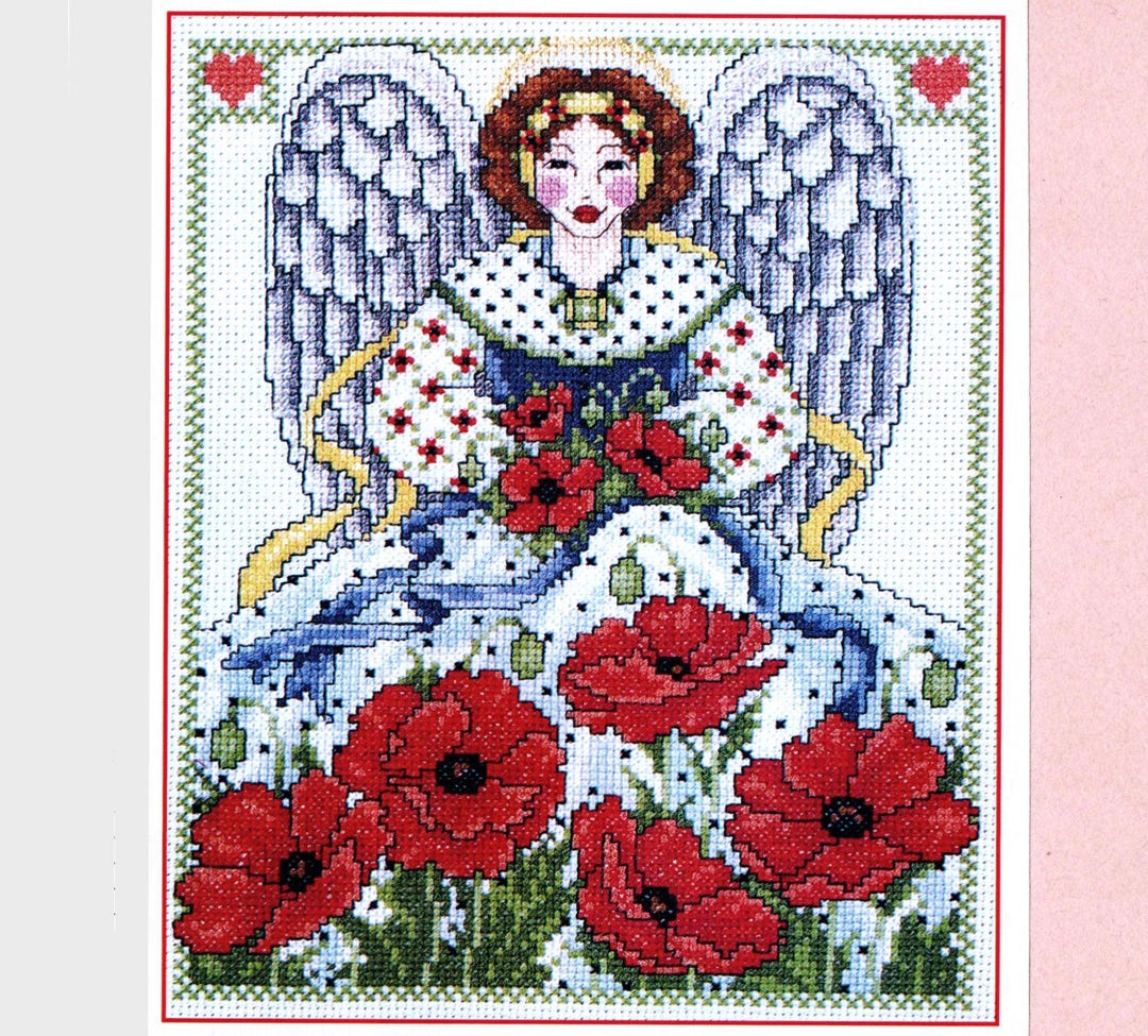 Angel With Water Lilies Cross Stitch Sampler/ July Birthday Angel ...
